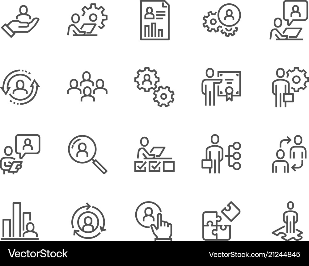 Line business management icons Royalty Free Vector Image