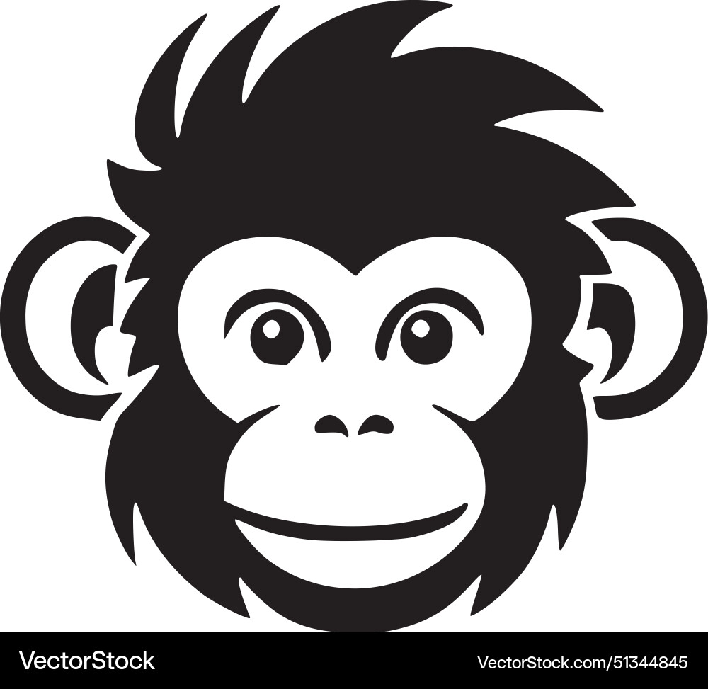 Monkey - minimalist and flat logo Royalty Free Vector Image
