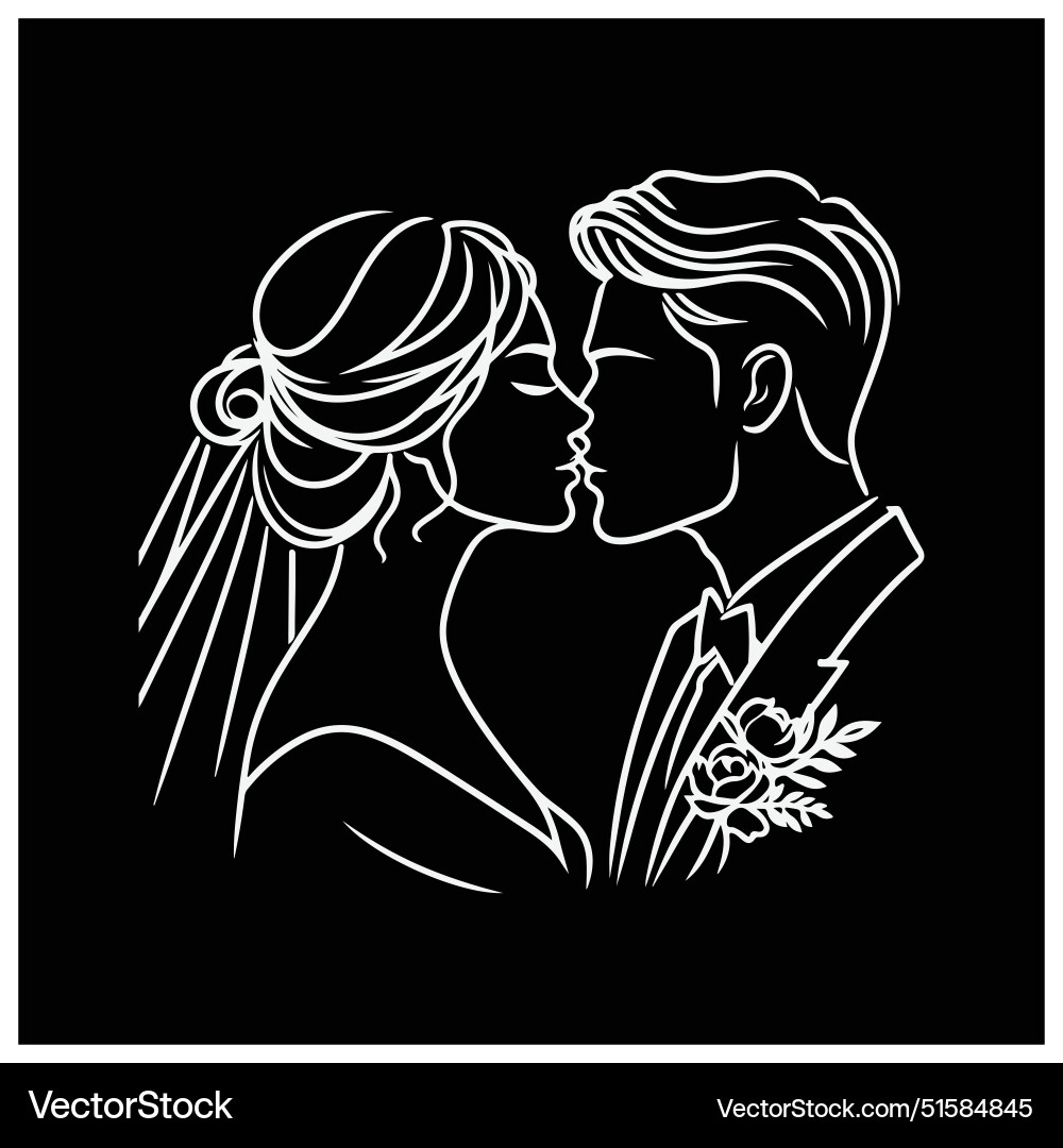 One continuous drawn line wedding from Royalty Free Vector