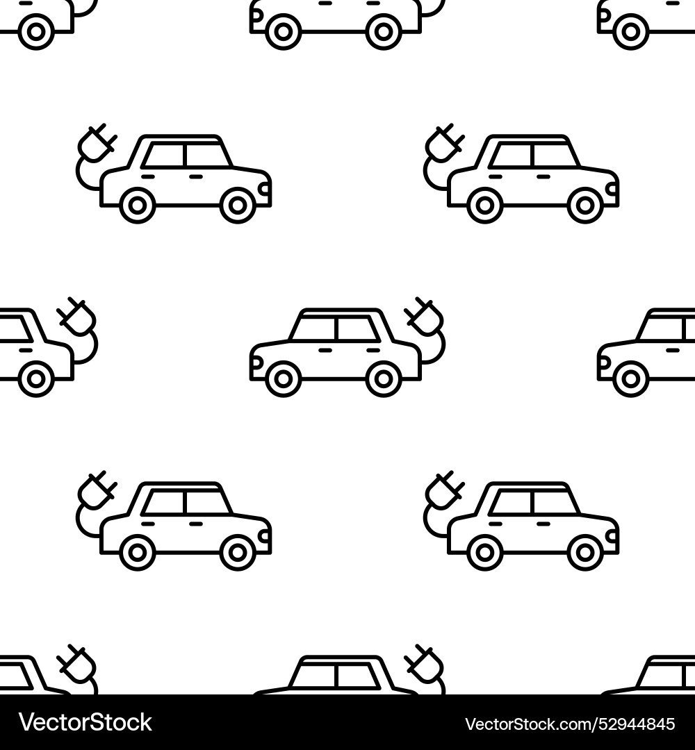 Seamless pattern electric car with plug ev Vector Image