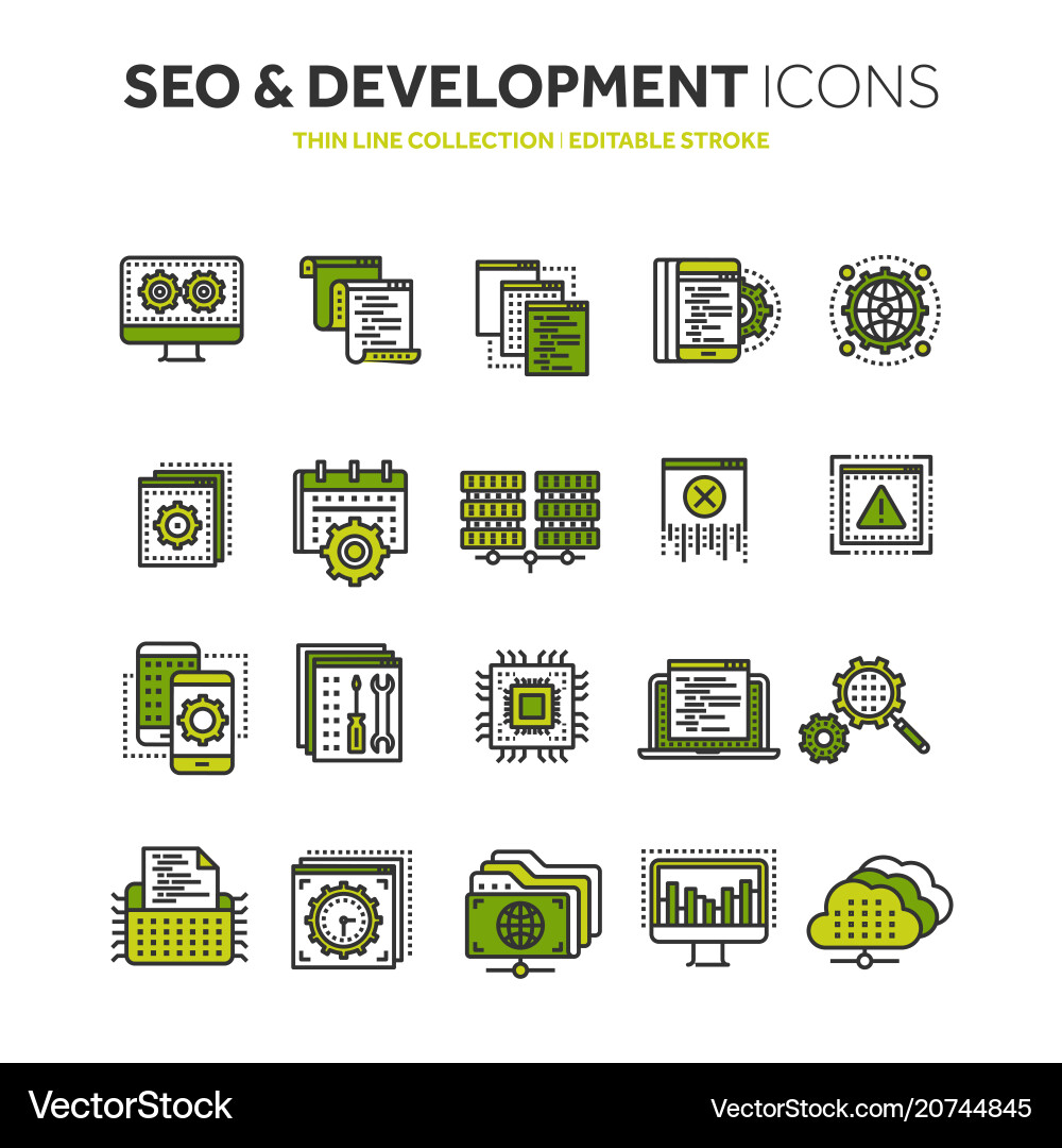 SEO & App Development Icons Royalty Free Vector Image