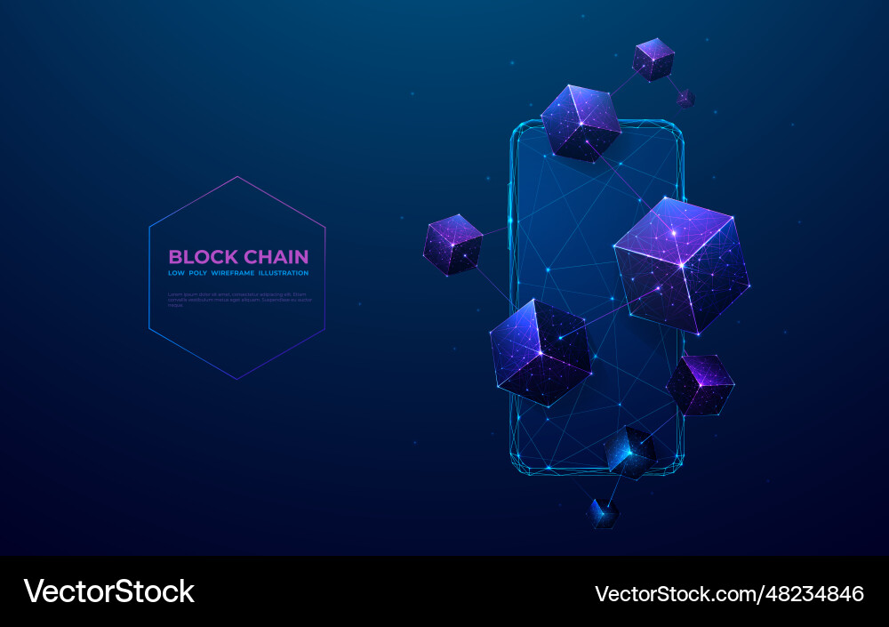 Blockchain digital technology abstract linked 3d Vector Image