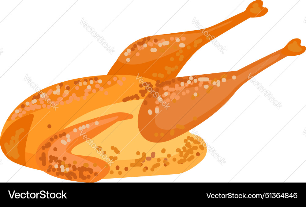 Flat graphic of a cooked whole chicken Royalty Free Vector