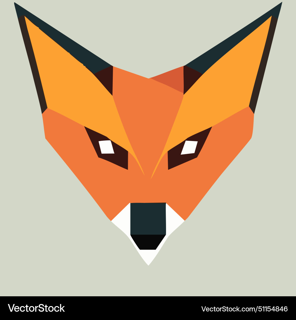 Fox head in flat style cute foxen Royalty Free Vector Image