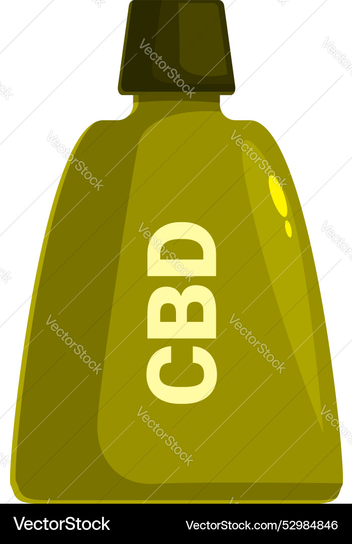 Green bottle containing cbd oil for wellness Vector Image