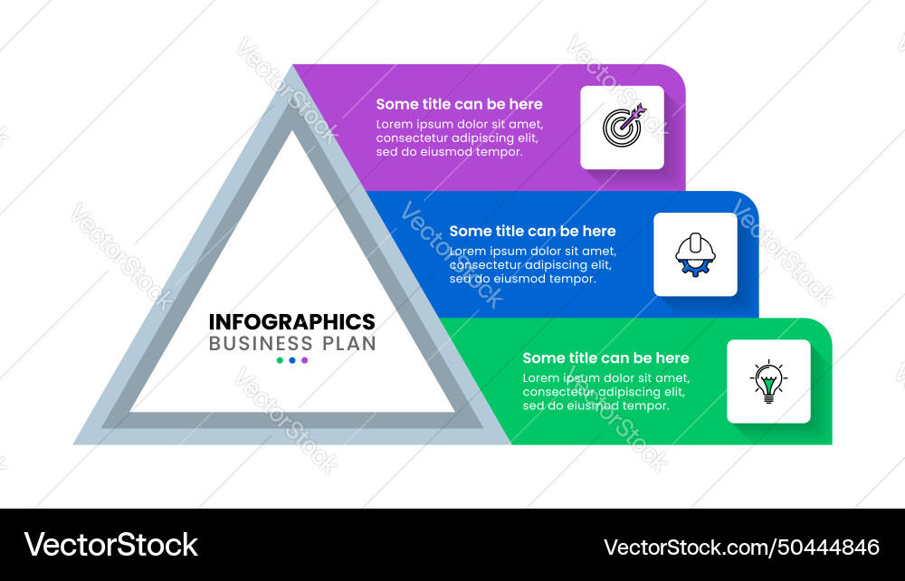 Infographic template pyramid with 3 steps Vector Image
