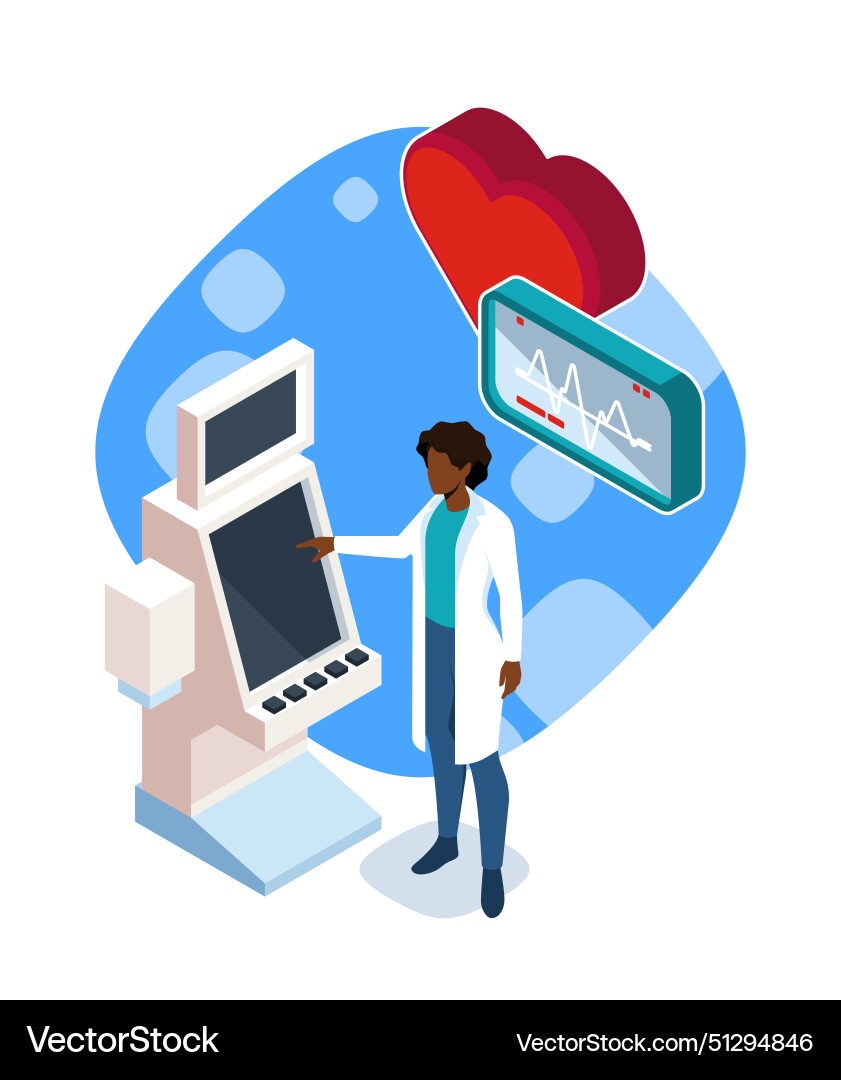 Isometric of a female doctor using Royalty Free Vector Image
