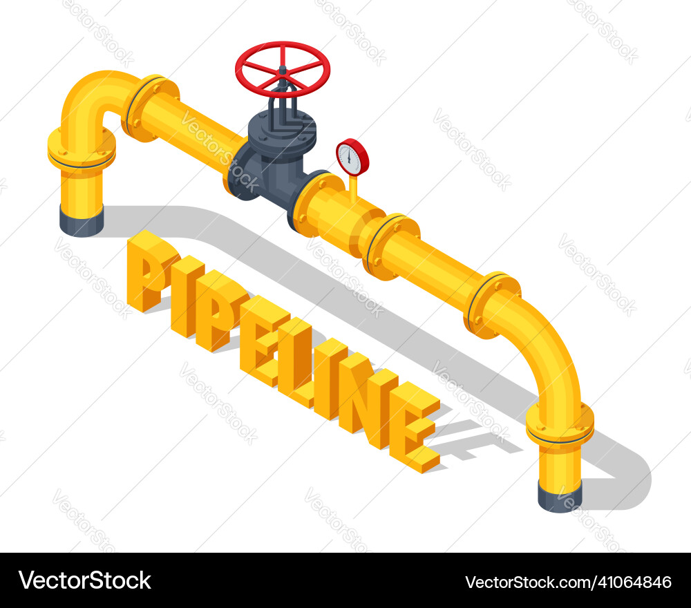 Isometric valves and piping communications stop Vector Image