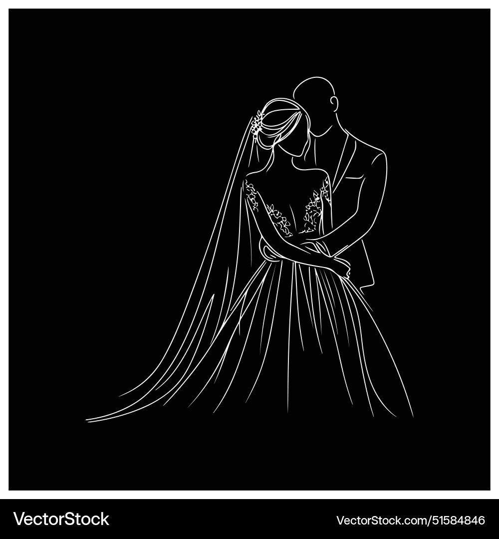 One continuous drawn line wedding from Royalty Free Vector