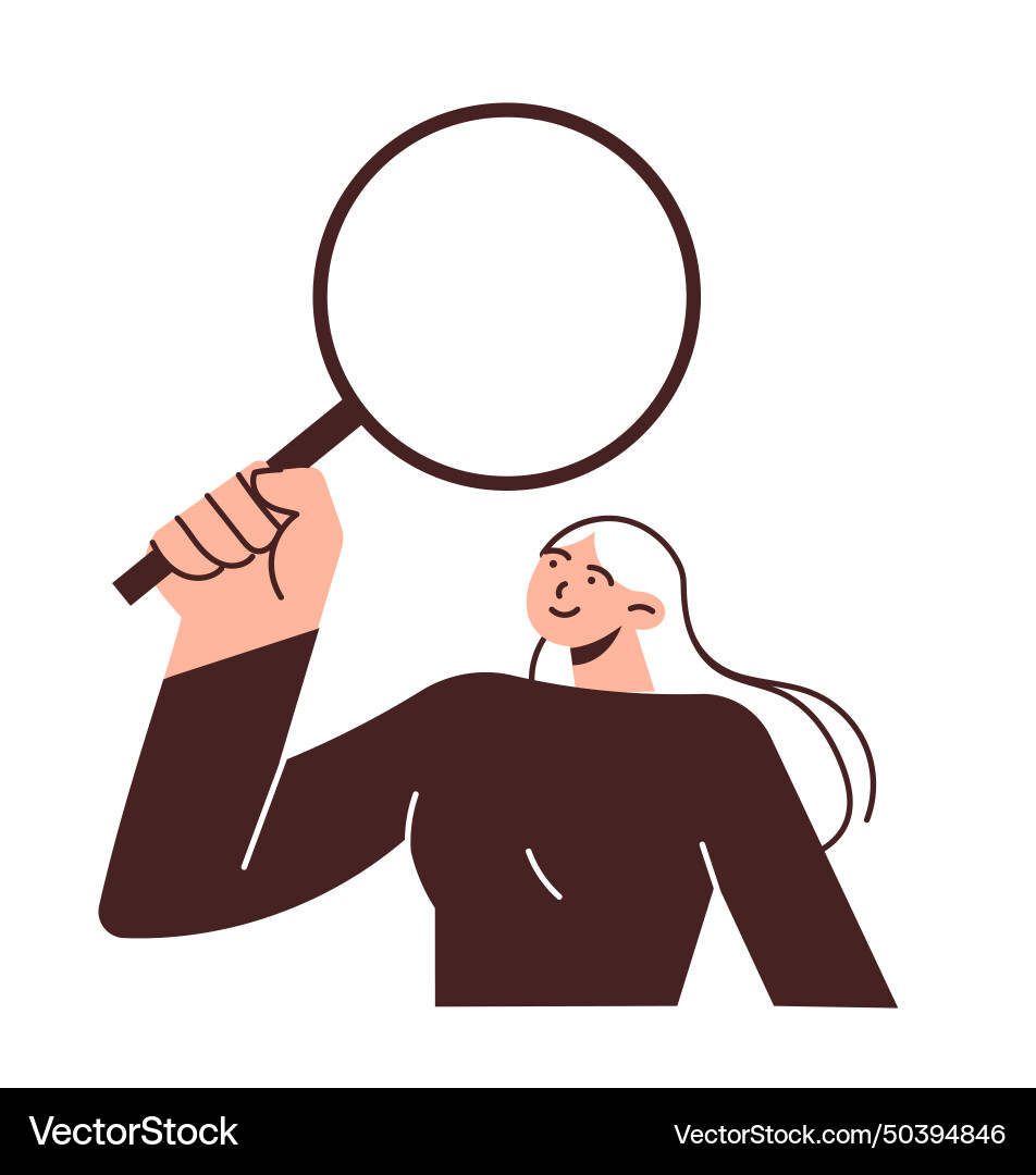 Person with a magnifying glass template Royalty Free Vector