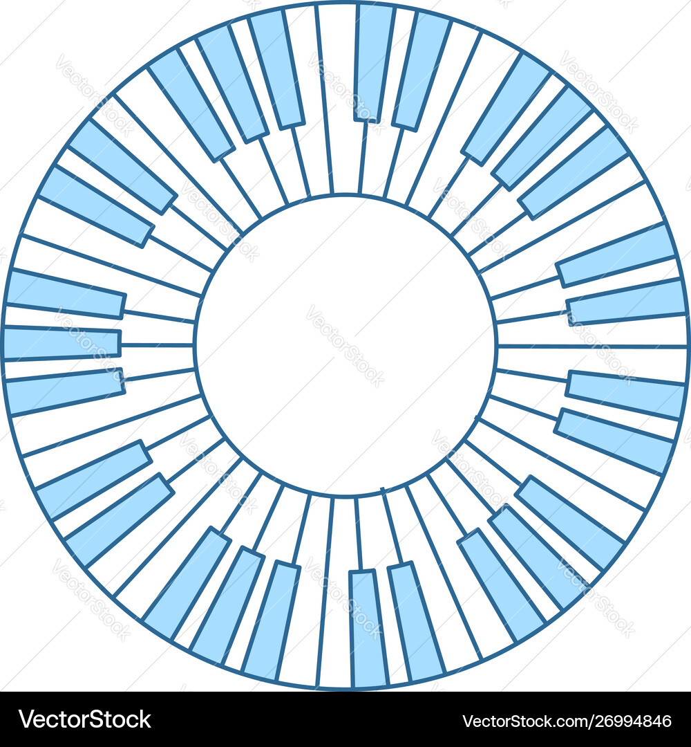 Piano circle keyboard icon Royalty Free Vector Image