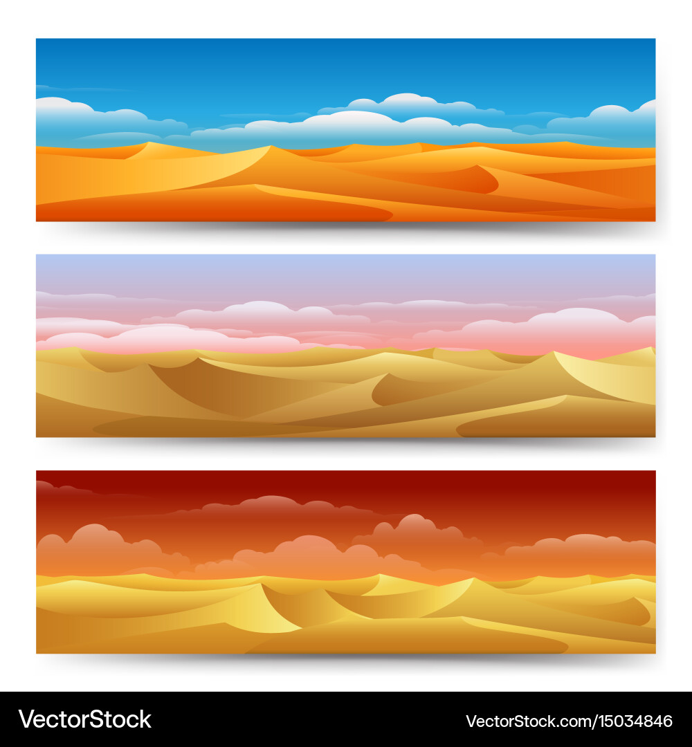 Sand dunes banners set Royalty Free Vector Image