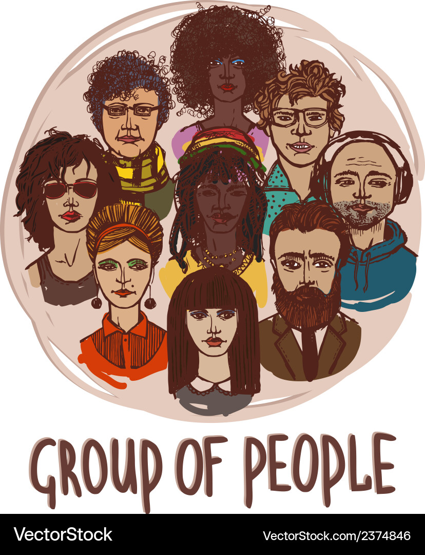 Sketch group of people Royalty Free Vector Image