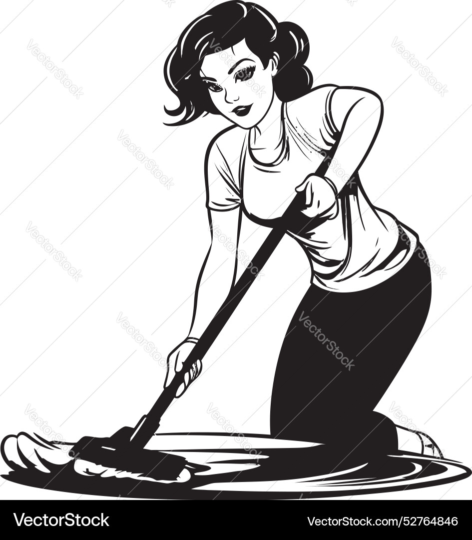 Squeaky clean female janitor logo design Vector Image