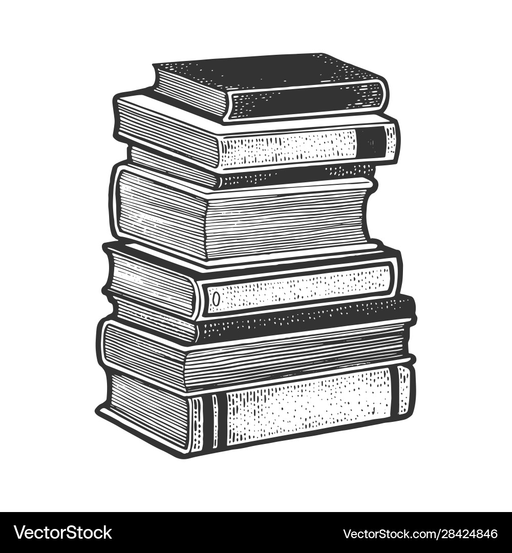 Stack books sketch Royalty Free Vector Image - VectorStock