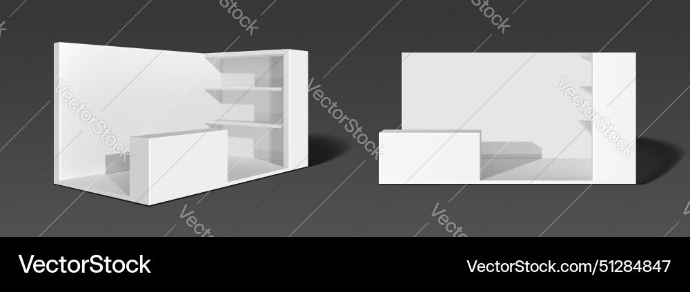 3d trade event mockup white display booth stand Vector Image