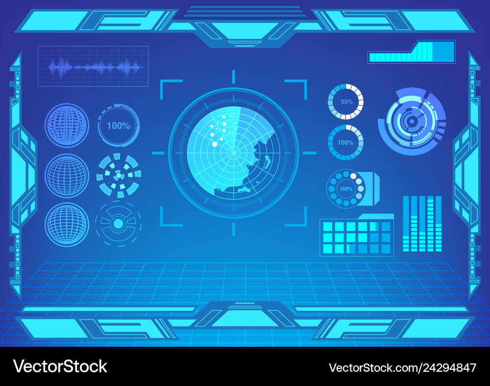 Sci-Fi Radar Interface Display Royalty Free Vector Image