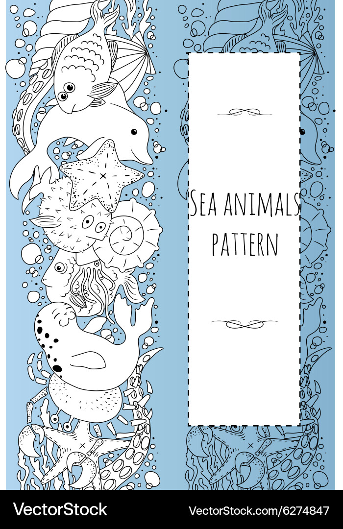Sea animals pattern Royalty Free Vector Image - VectorStock