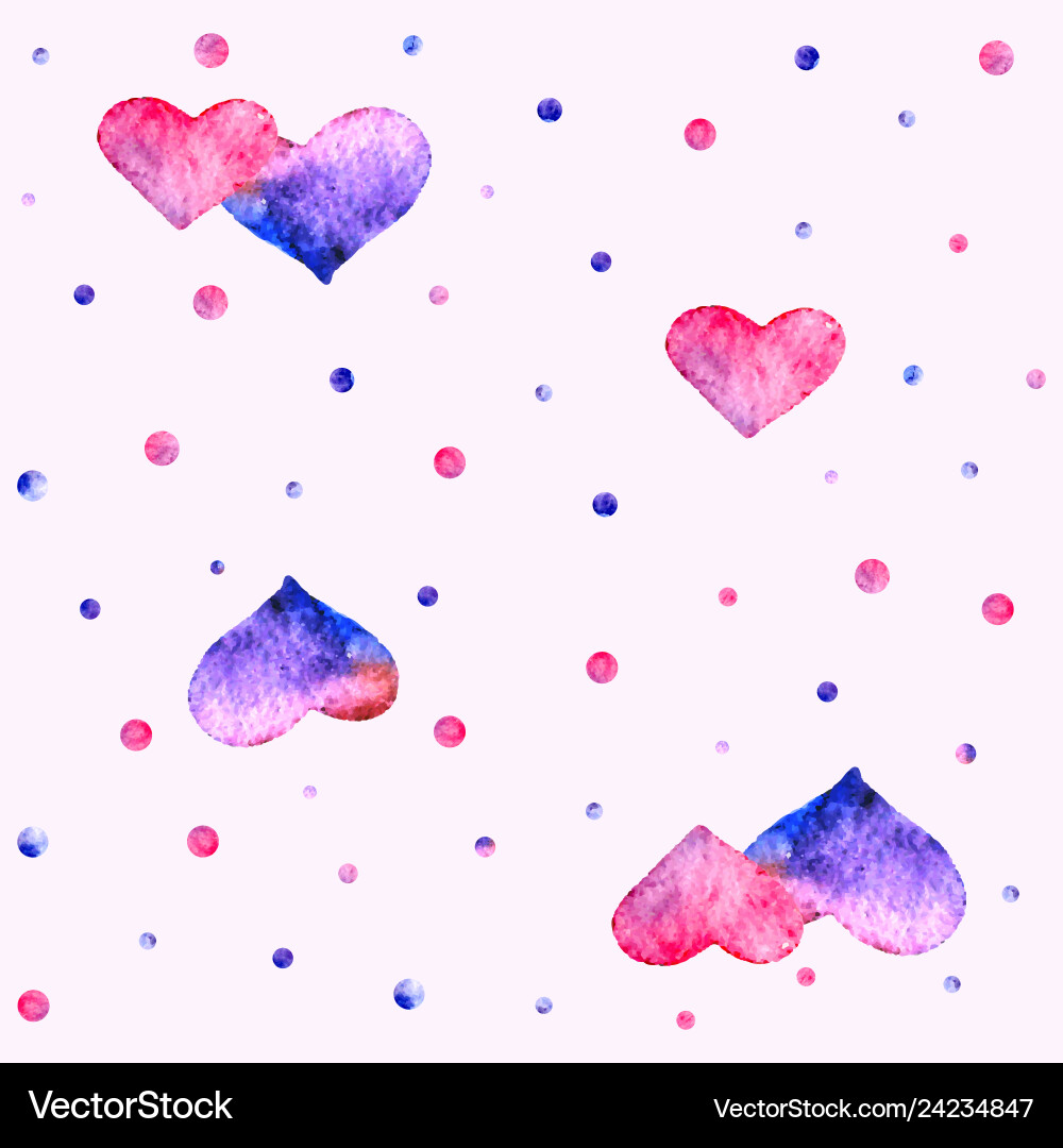 Watercolor heart pattern Royalty Free Vector Image
