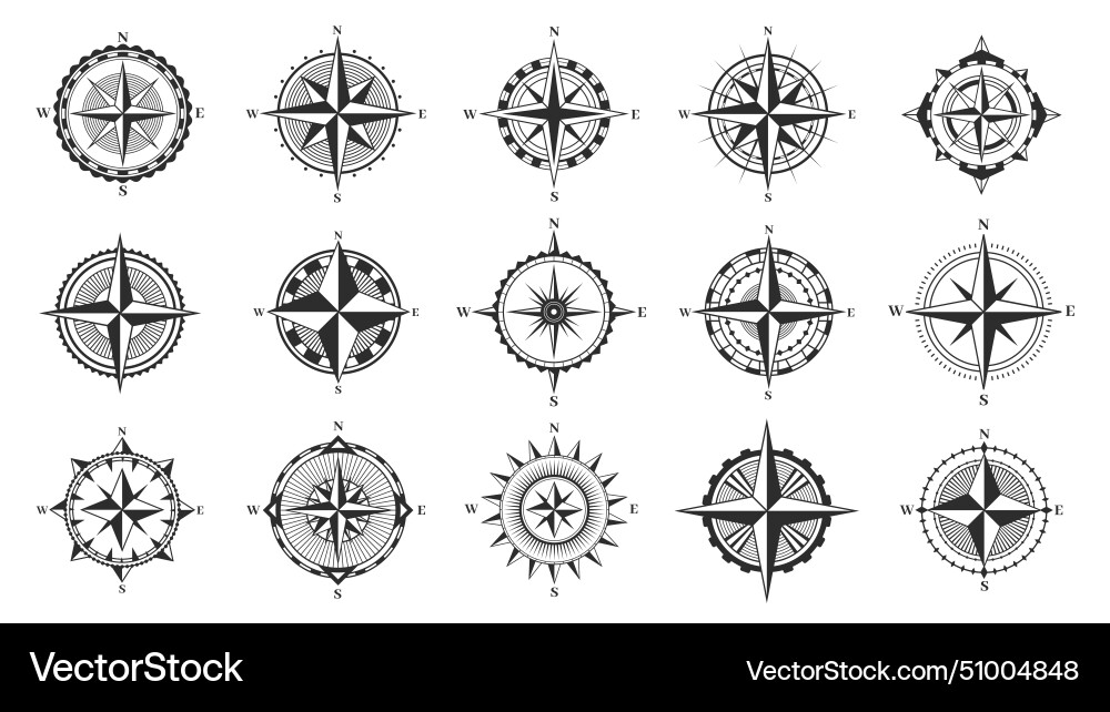 Marine wind rose antique compass dial Royalty Free Vector