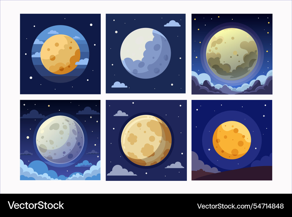 Set of full moon logo icon Royalty Free Vector Image
