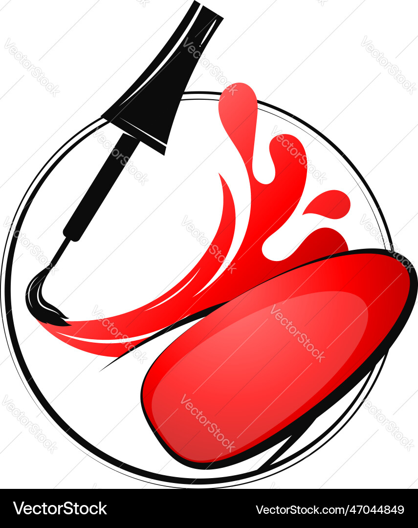 Brush paints the nail with red varnish Royalty Free Vector
