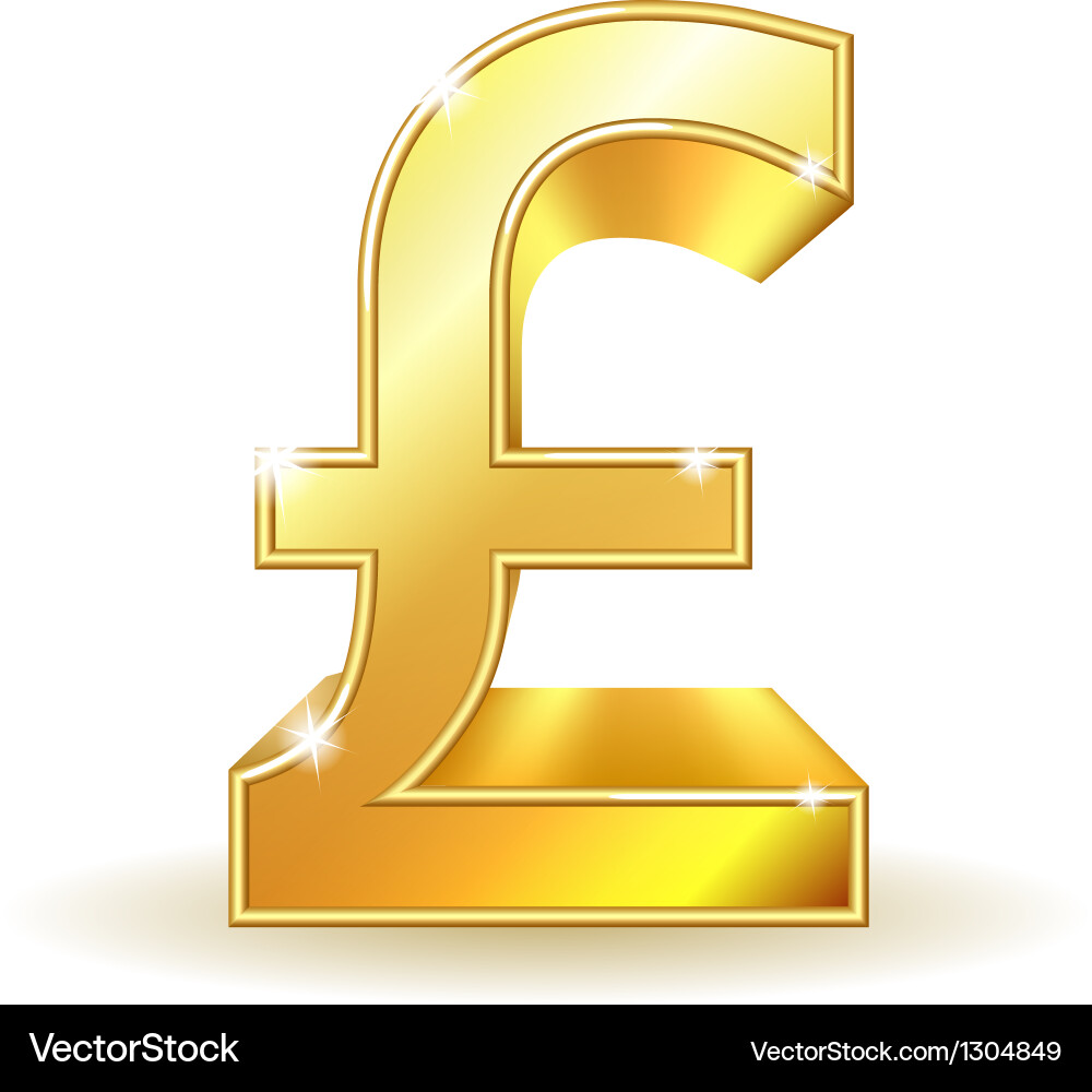 Golden Pound Currency Symbol Royalty Free Vector Image