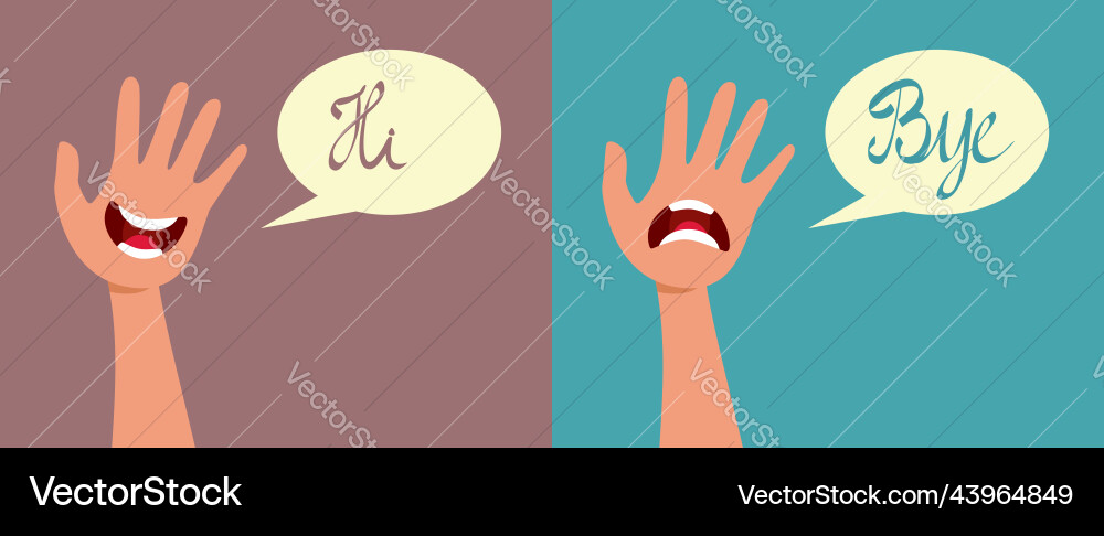 Hand waving good bye cartoon Royalty Free Vector Image