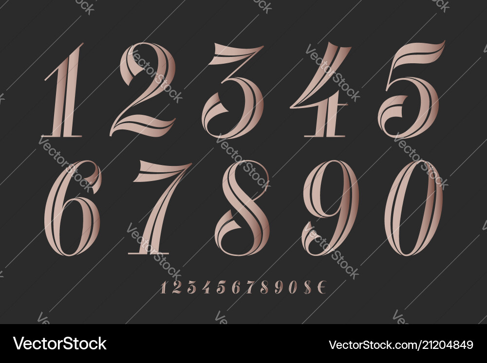 Numbers font classical elegant Royalty Free Vector Image
