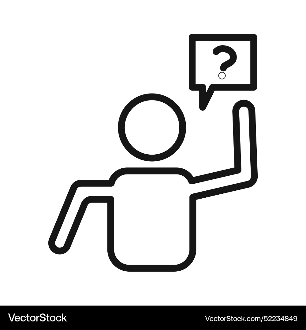 Person asking question icon black line art logo Vector Image