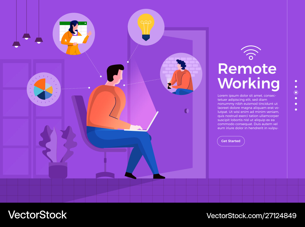 Remote office working Royalty Free Vector Image