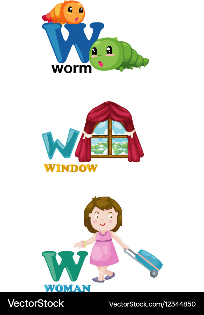 Alphabet letter - w Royalty Free Vector Image - VectorStock