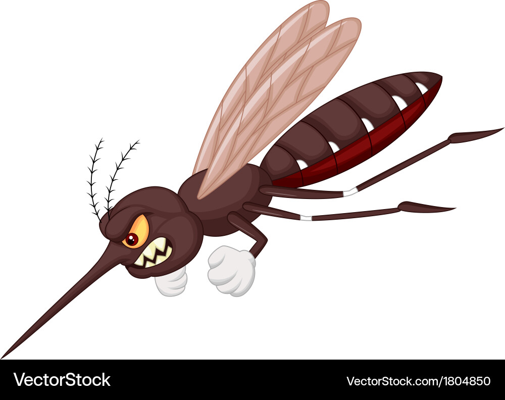 Angry mosquito cartoon Royalty Free Vector Image