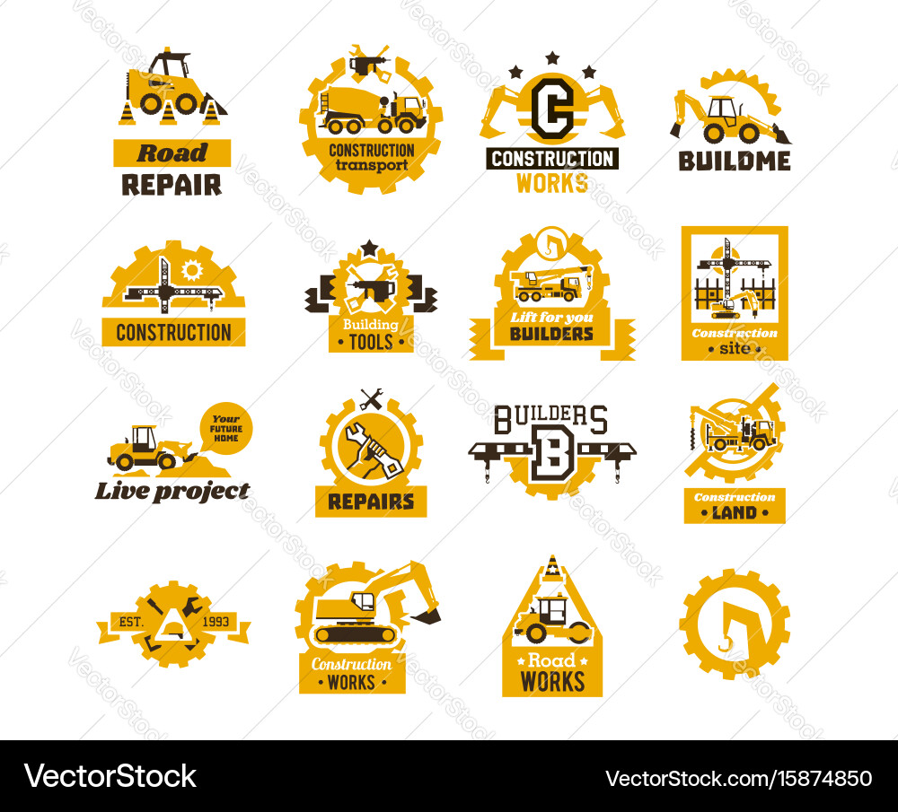 Big set of logos on the theme construction Vector Image