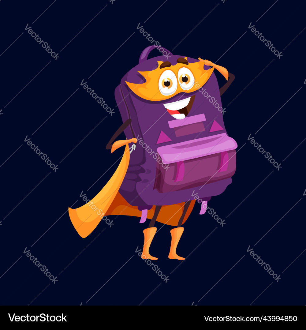 Cartoon school bag superhero character backpack Vector Image
