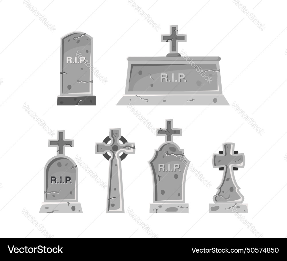 Cemetery graves and gravestones tombstone shape Vector Image