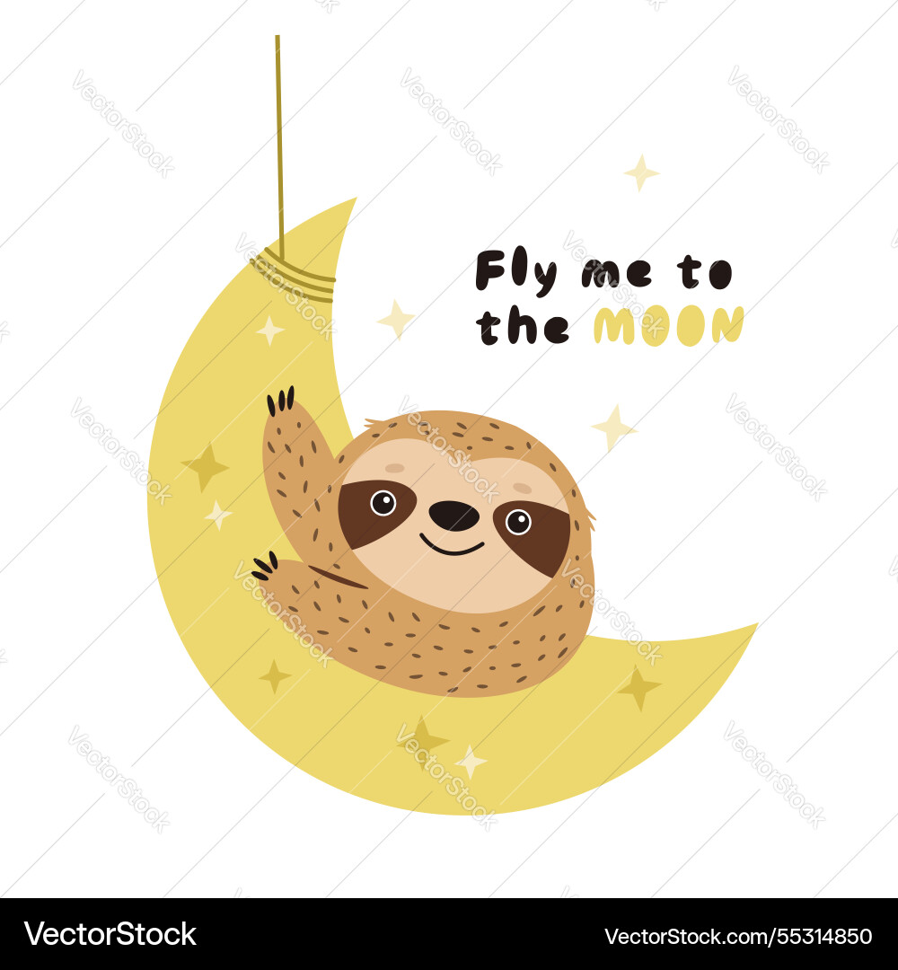 Cute sloth character Royalty Free Vector Image