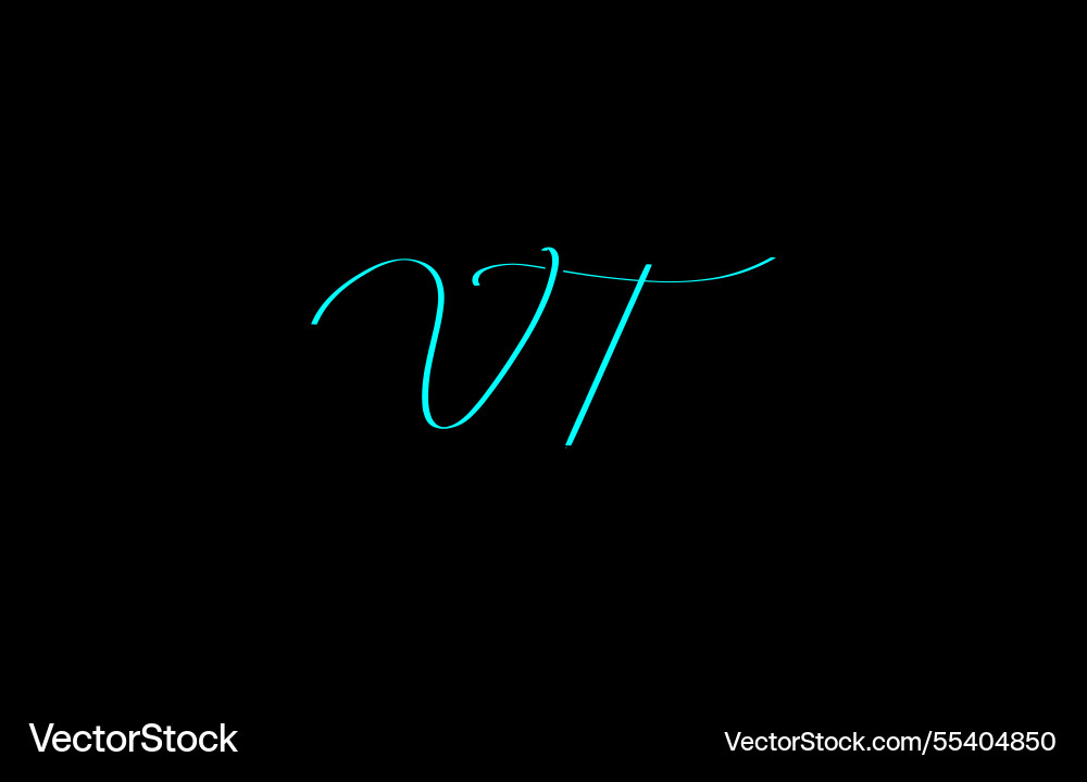 Elegant calligraphy of cursive vt logo Royalty Free Vector