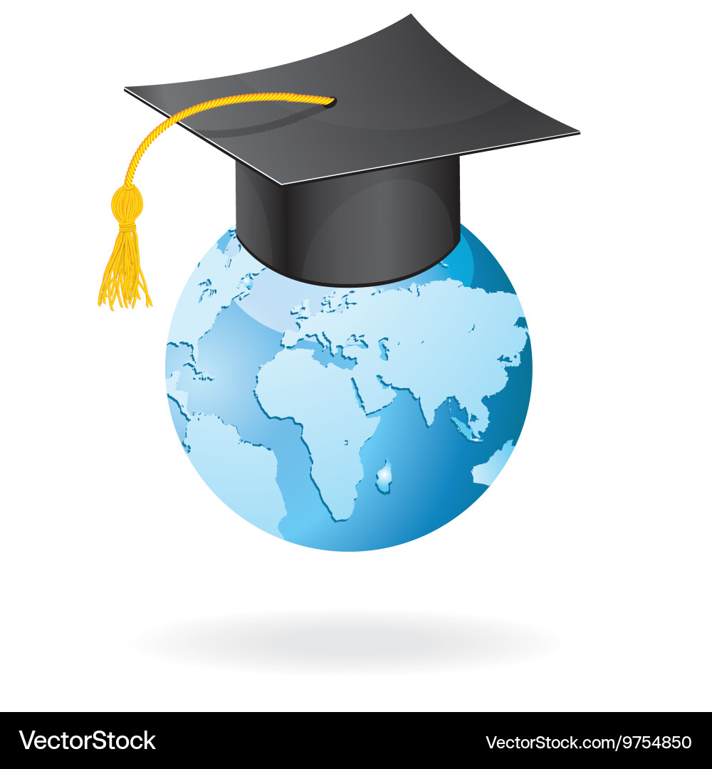 Graduierung Kappe und Globus Symbol Lizenzfreier Vektor