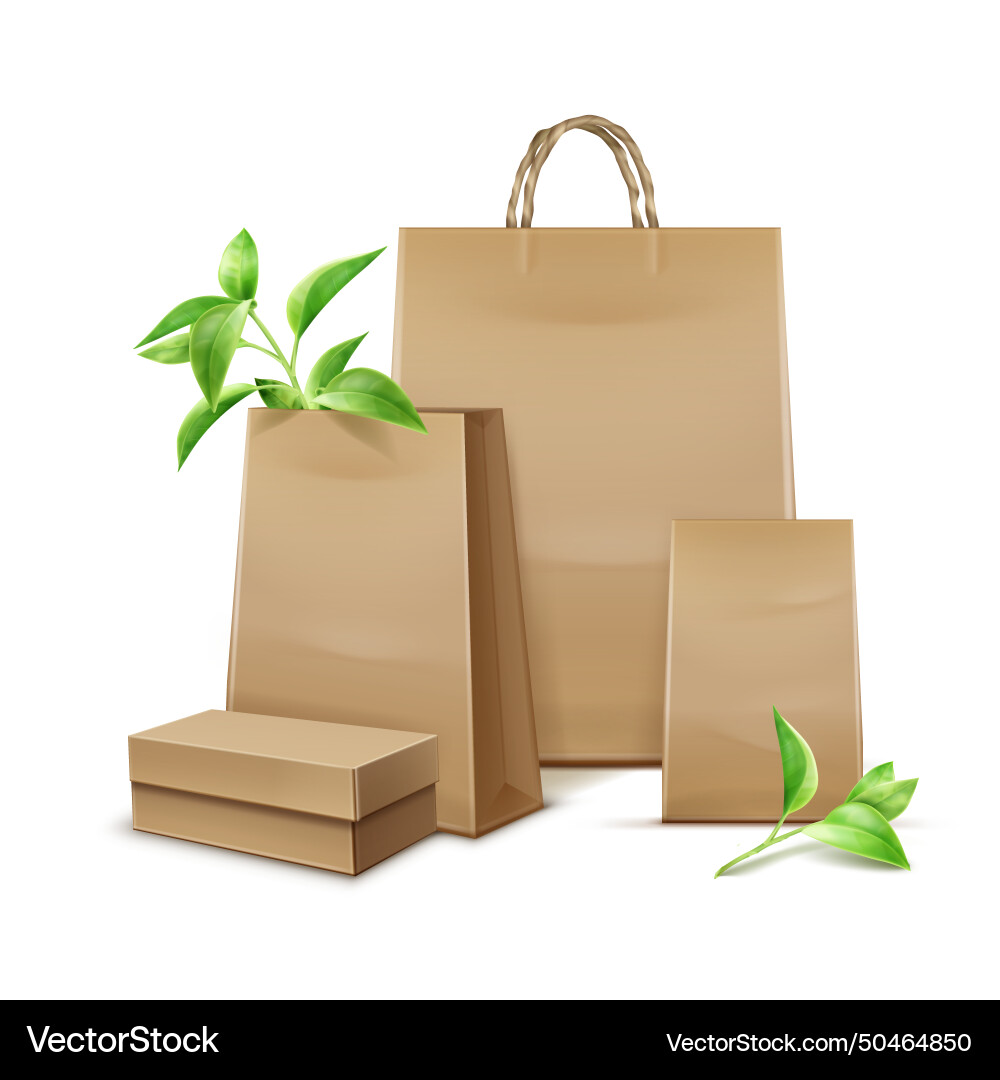 Kraft paper bags Royalty Free Vector Image - VectorStock