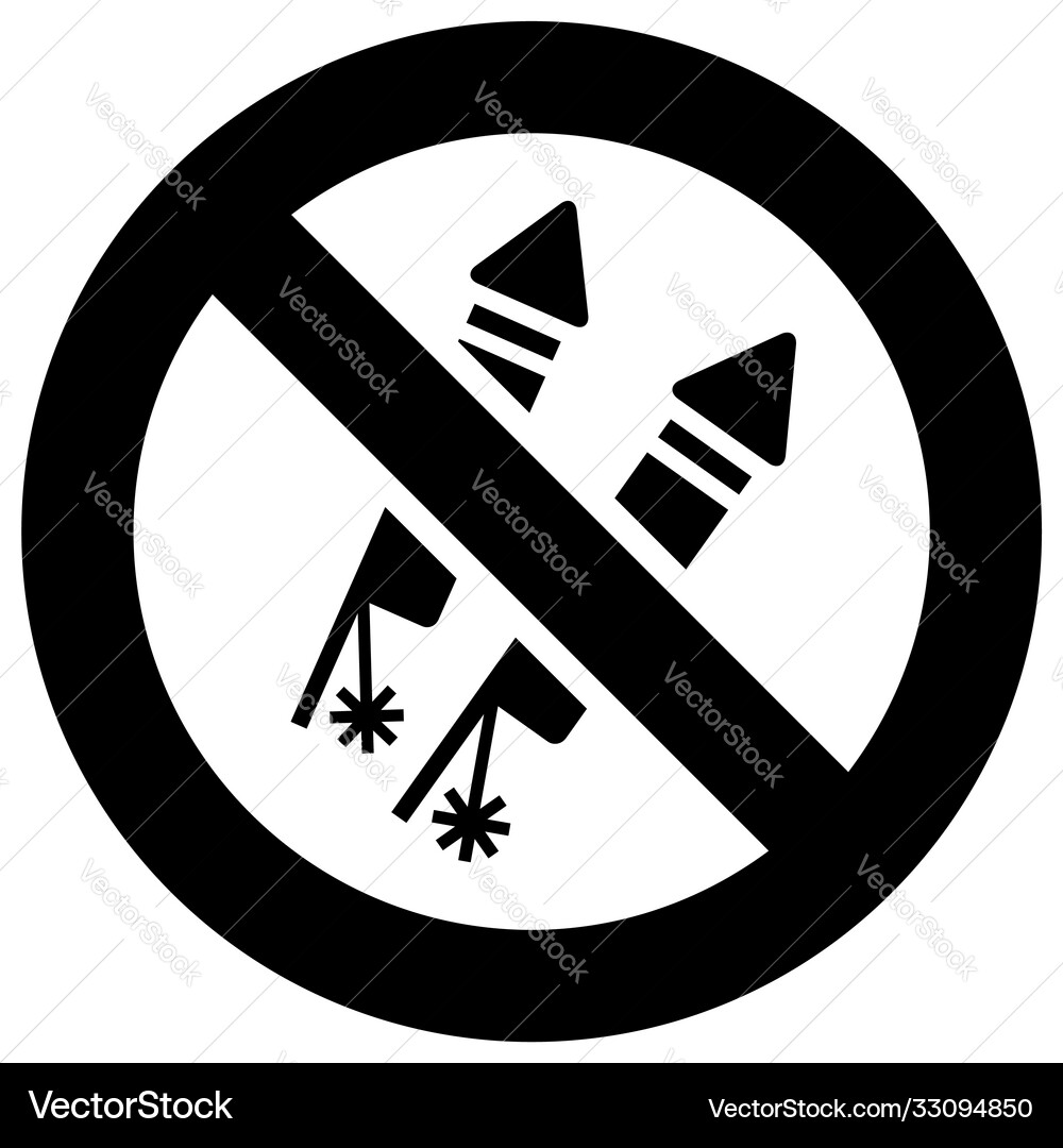 No fireworks forbidden sign modern round sticker Vector Image
