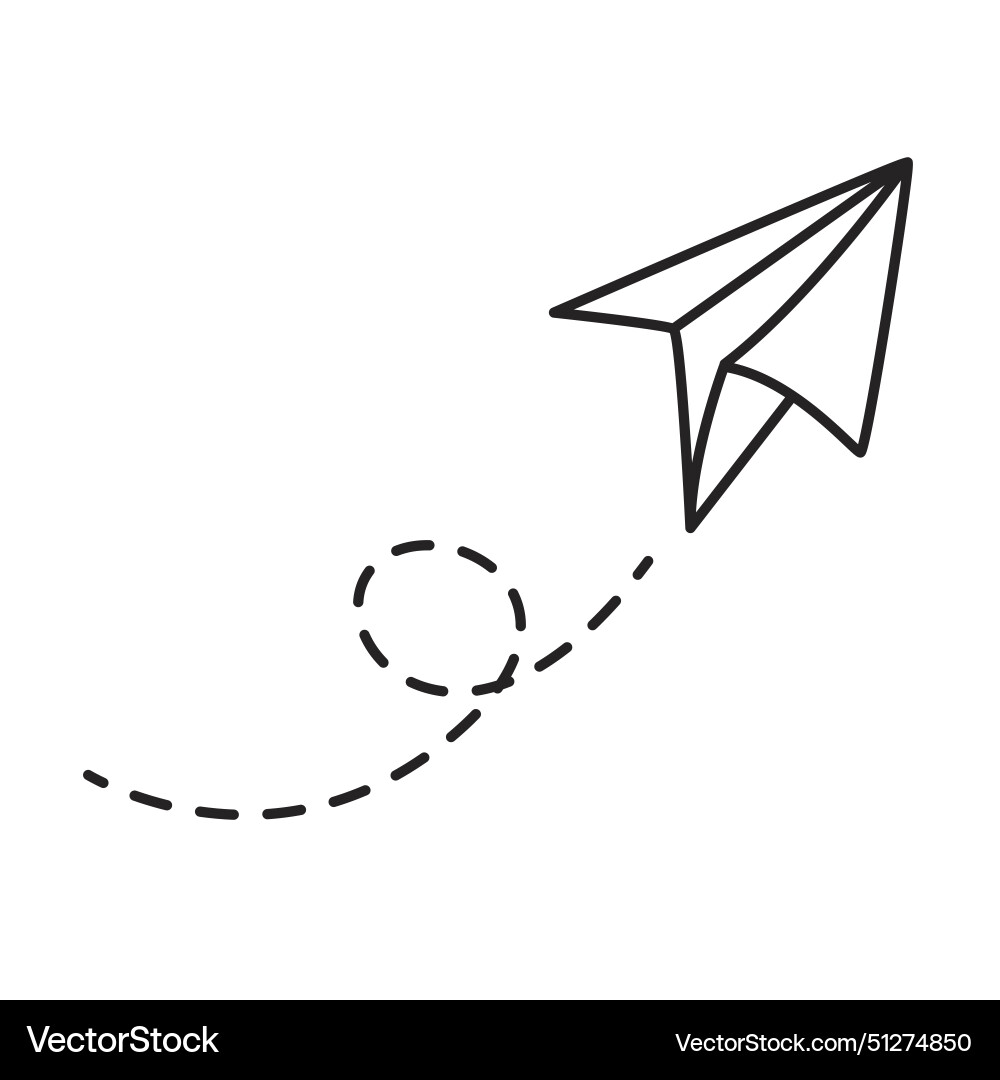 Paper airplane line path icon plane Royalty Free Vector