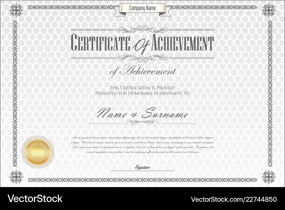 Retro Certificate Diploma Template Royalty Free Vector Image