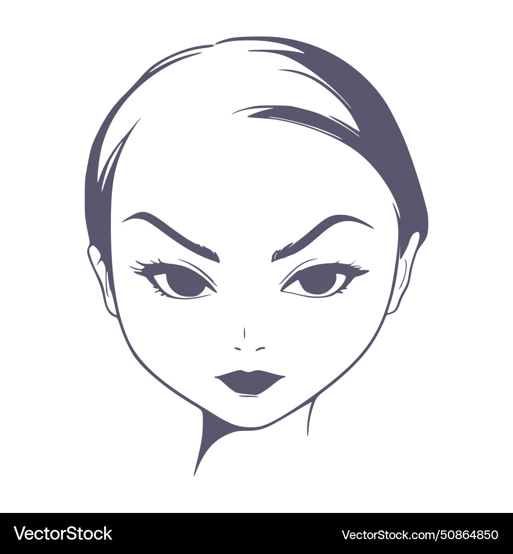 Young woman face front view in low key style Vector Image