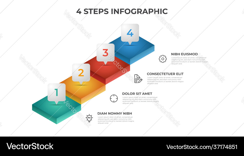 4 steps infographic template with stairs layout Vector Image