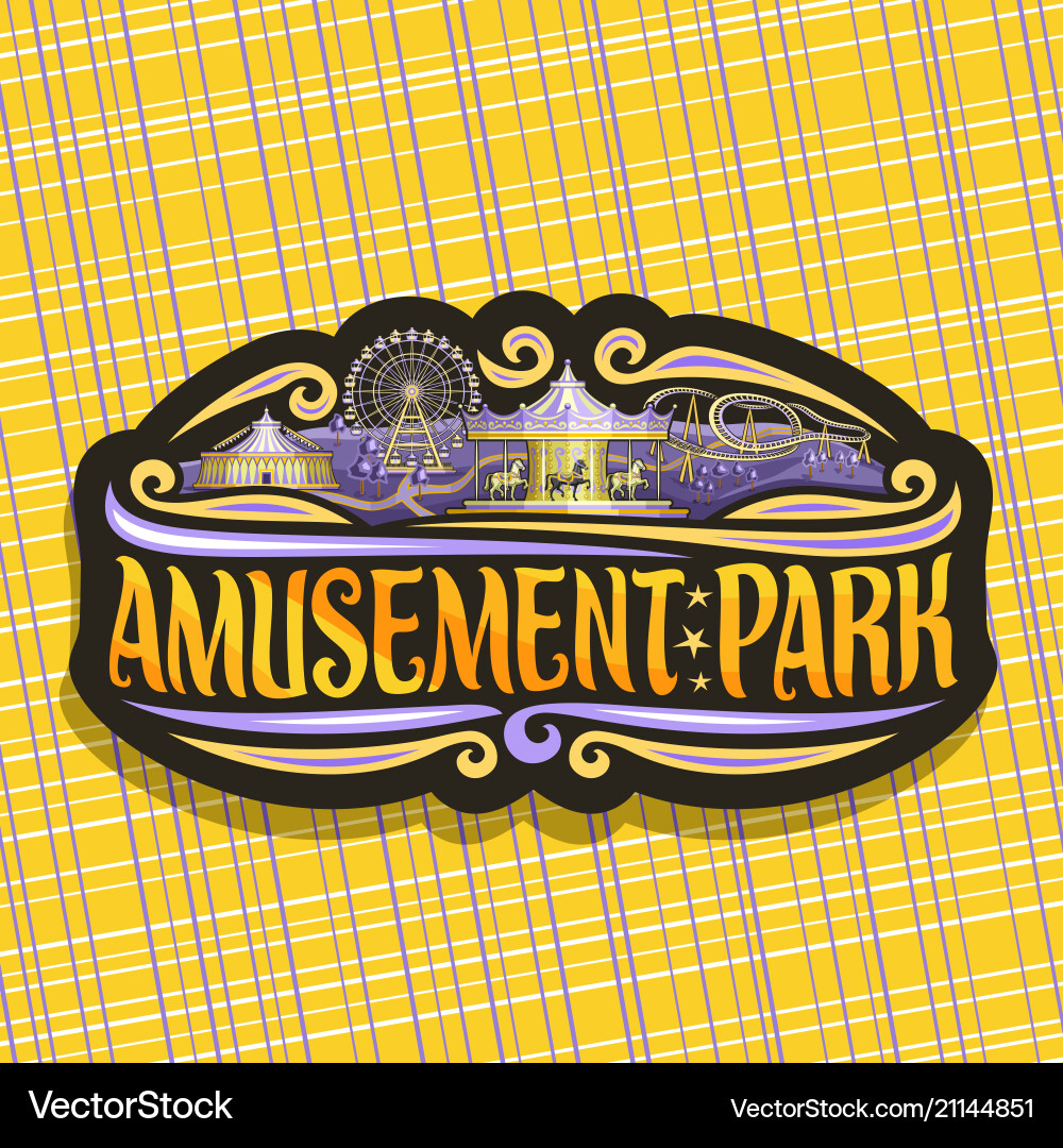 Amusement Park Logo - Ferris Wheel & Carousel Vector Image