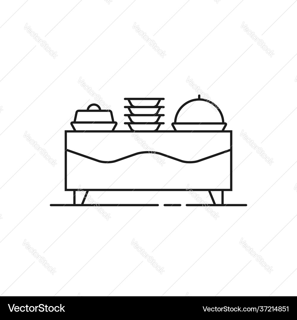 Black thin line catering buffet Royalty Free Vector Image