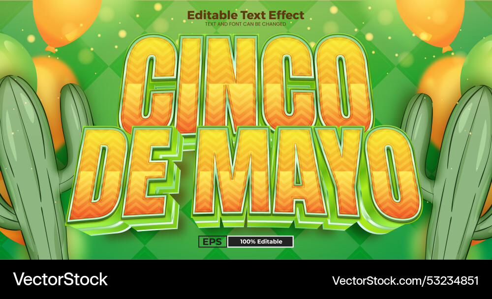 Cinco de mayo editable text effect in modern Vector Image