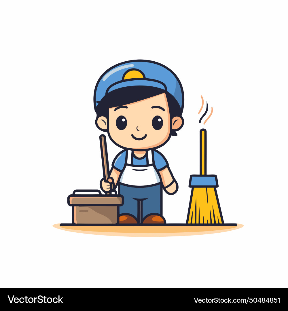 Cleaning service cartoon mascot character Vector Image