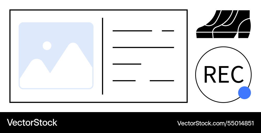 Digital video recording interface thumbnail with Vector Image